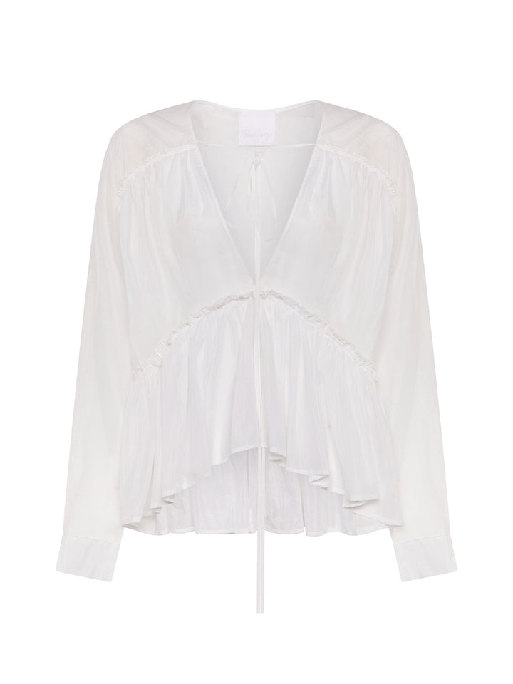 Elemental Silk Voile Top | White | Paris Georgia Official Store